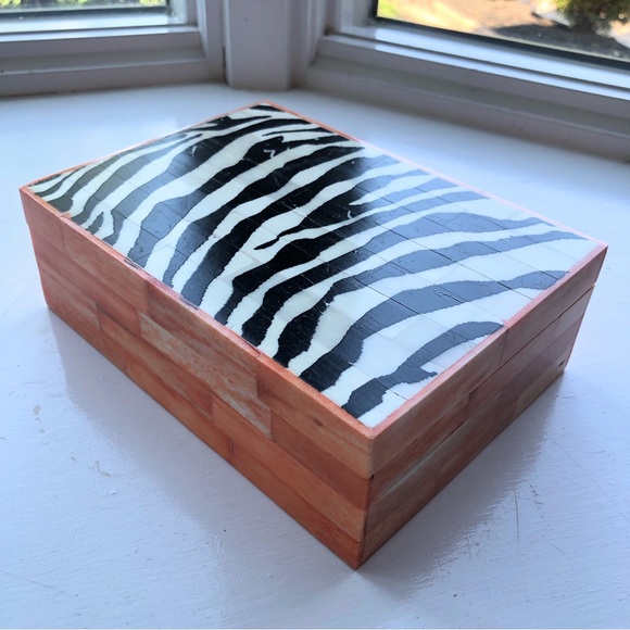 Accents | Handmade Genuine Bone Cream White Black Orange Zebra Print ...